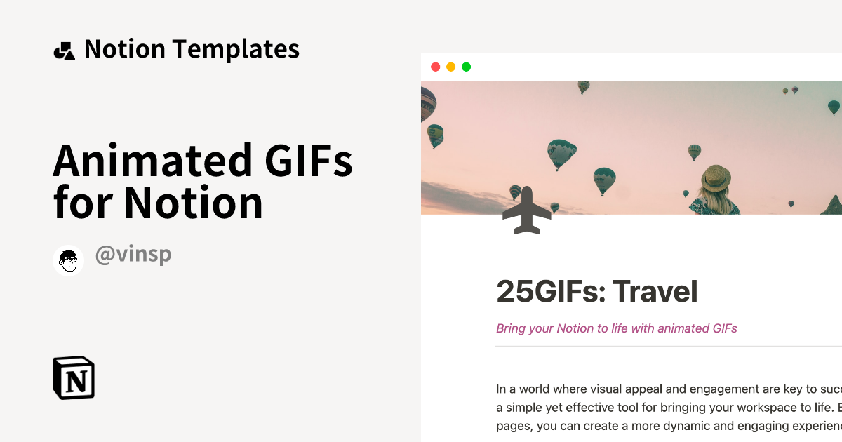 Animated GIFs for Notion Template | Notion Marketplace