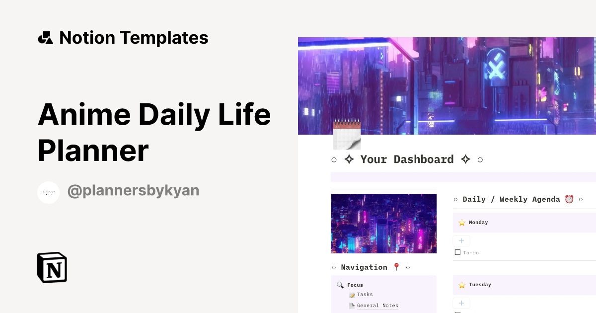 Anime Daily Life Planner Template | Notion Marketplace