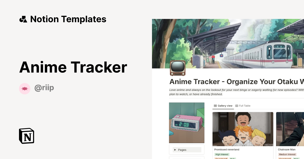 Anime Tracker Template by RiiPTrooP | Notion Marketplace