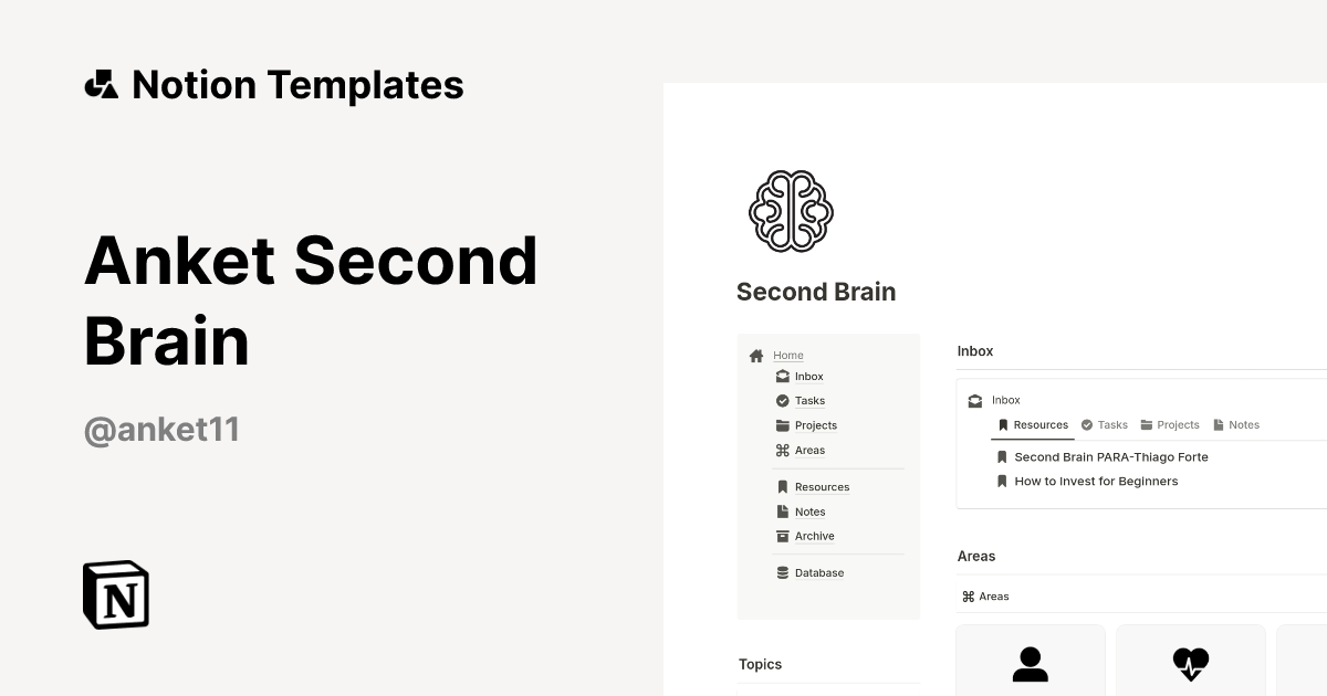 Anket Second Brain Template by Anket Patil | Notion Marketplace