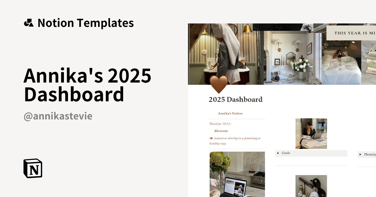 Annika's 2025 Dashboard Template | Notion Marketplace