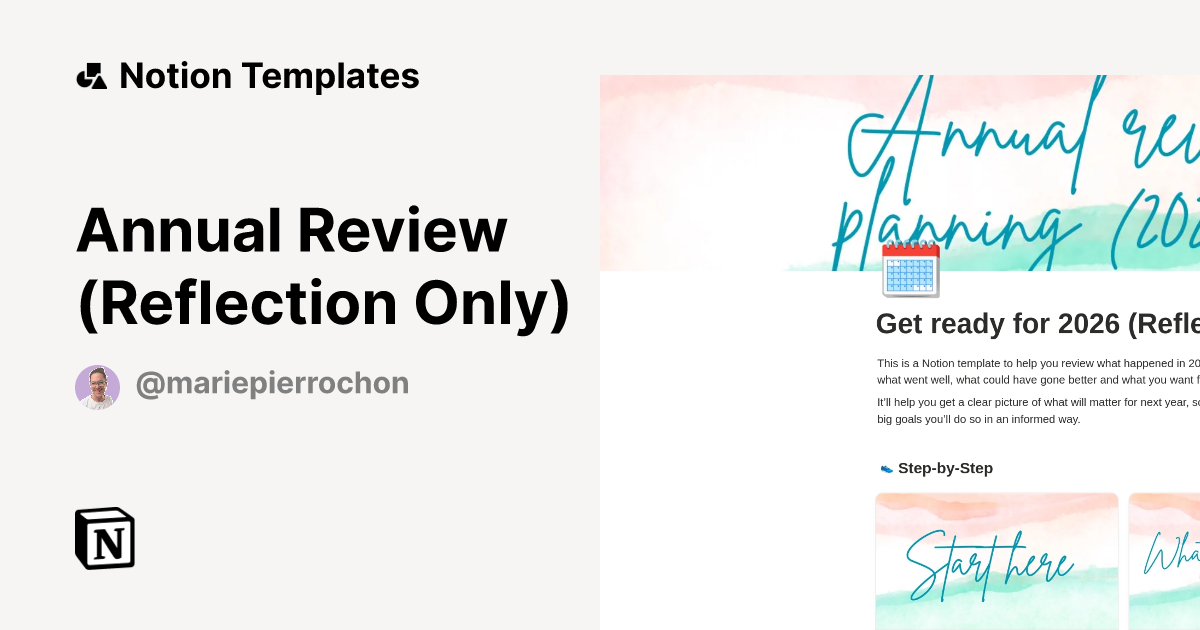 Annual Review (Reflection Only) Template by Marie-Pier Rochon | Notion ...