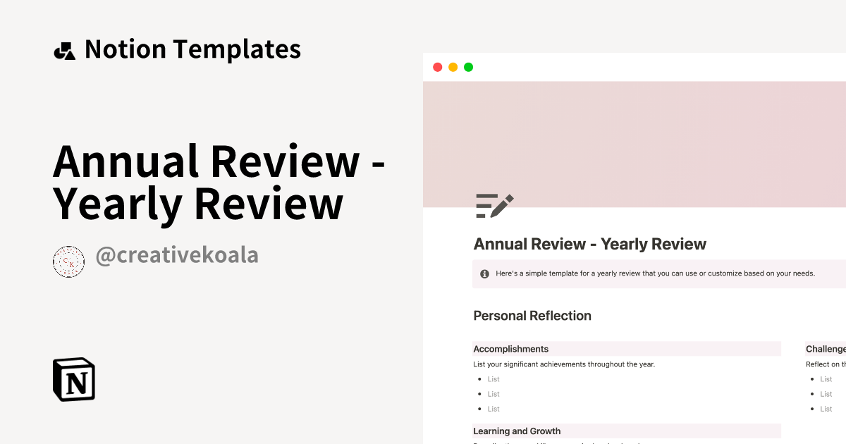 Annual Review - Yearly Review Template | Notion Marketplace