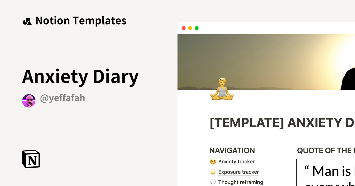 Anxiety Diary Template | Notion Marketplace