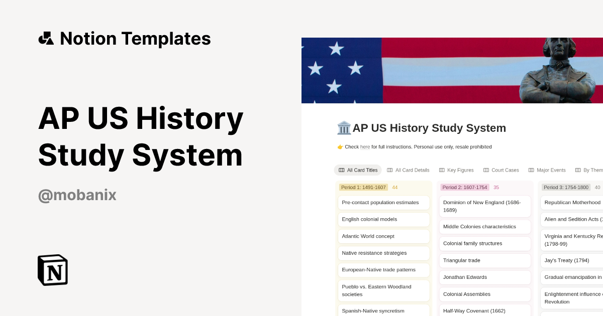 AP US History Study System Template | Notion Marketplace