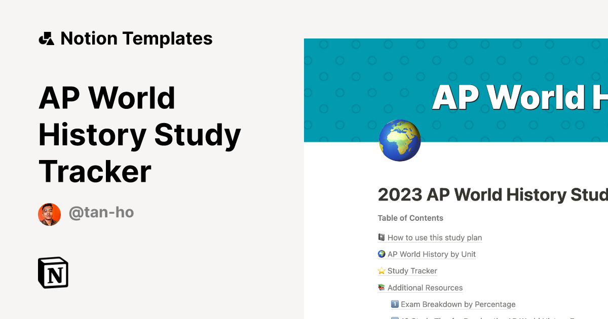 AP World History Study Tracker Template | Notion Marketplace