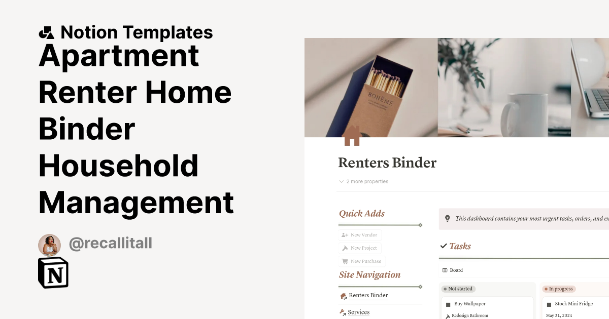 Apartment Renter Home Binder Household Management Template by Lez ...