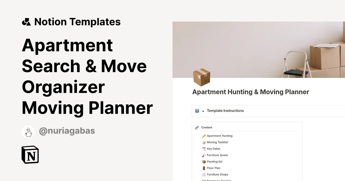 Apartment Search & Move Organizer Moving Planner Template | Notion Marketplace