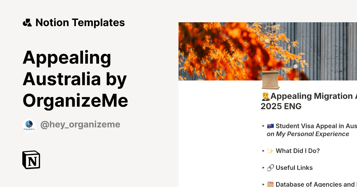 Appealing Australia by OrganizeMe Template by OrganizeMe | Notion ...