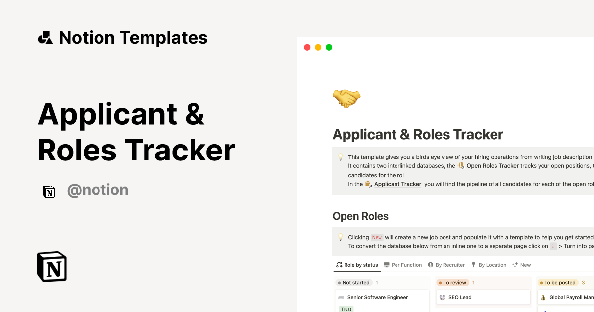 Applicant & Roles Tracker Template by Notion | Notion Marketplace