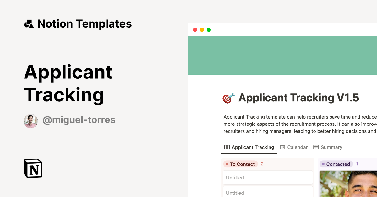 Applicant Tracking Template | Notion Marketplace