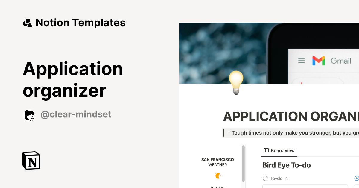 Application organizer Template | Notion Marketplace