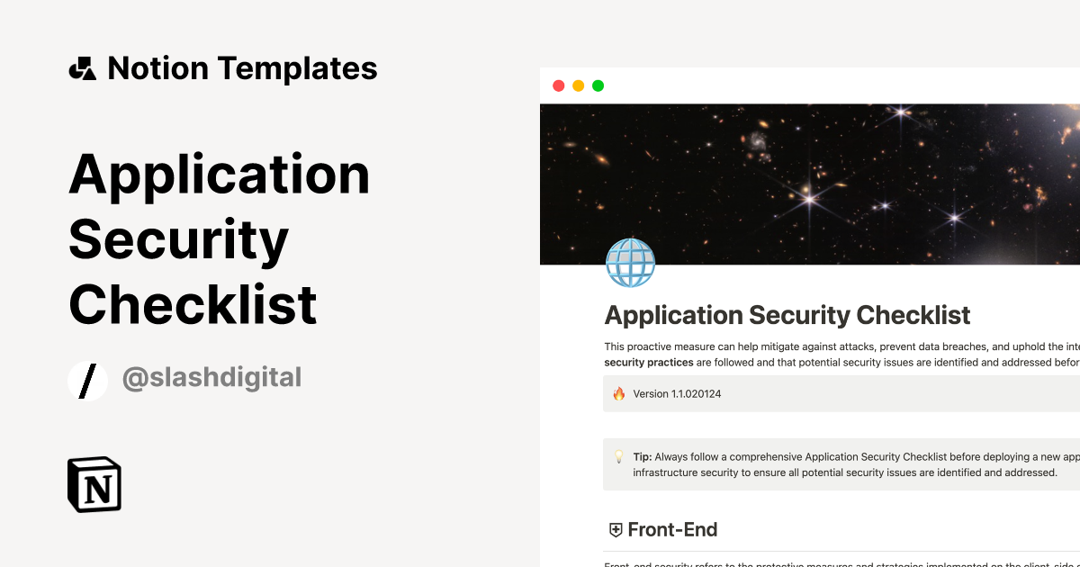 Application Security Checklist Template Notion Marketplace