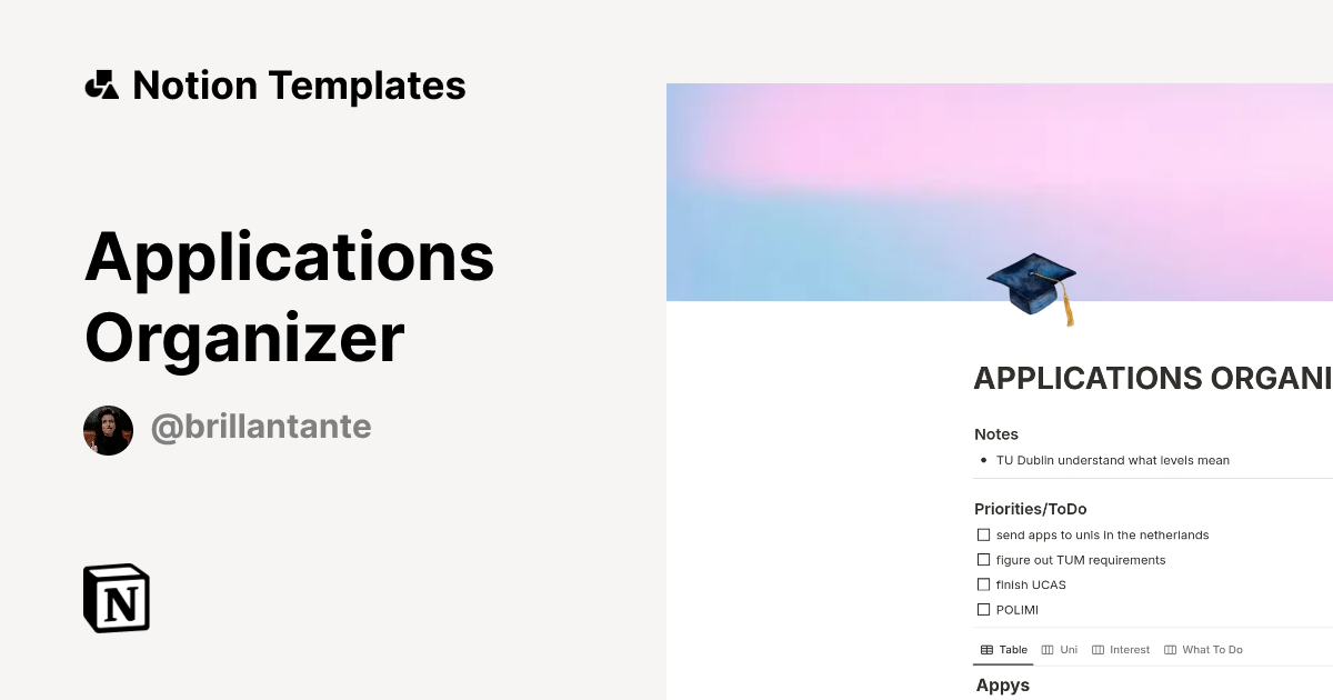 Applications Organizer Template | Notion Marketplace