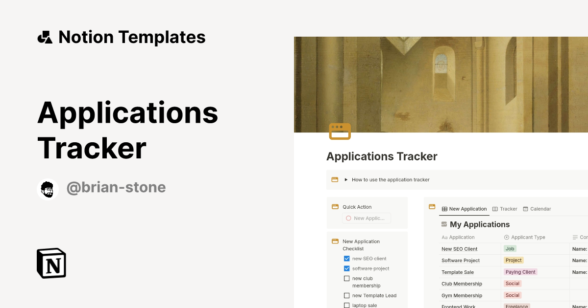 Applications Tracker Template By Brian Stone Notion Marketplace