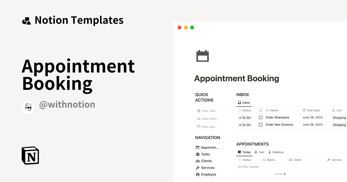 Appointment Booking Template by with Notion | Notion Marketplace