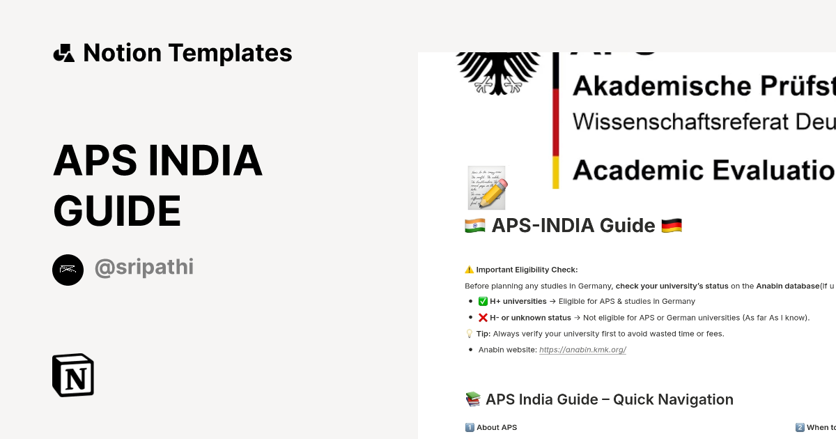 APS INDIA GUIDE Template | Notion Marketplace