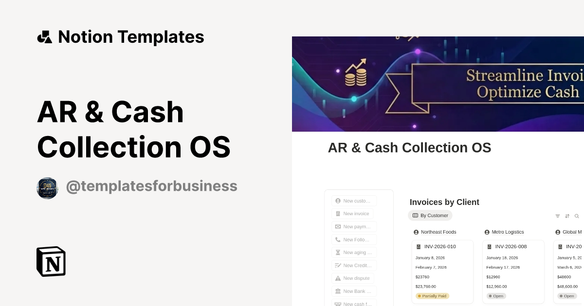 AR & Cash Collection OS Template by Templates for business | Notion ...
