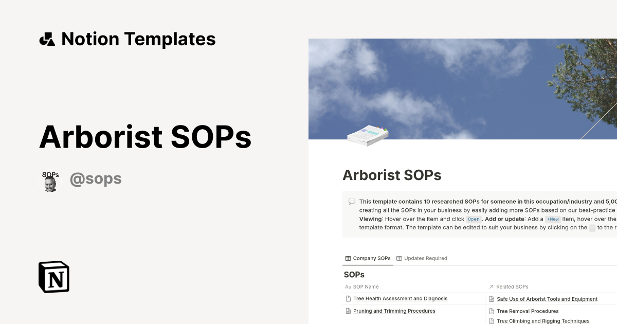 Arborist SOPs Template | Notion Marketplace