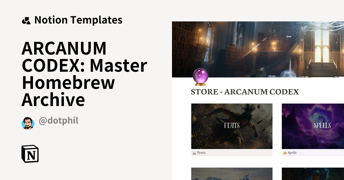 ARCANUM CODEX: Master Homebrew Archive Template by Filippo Calabrese ...