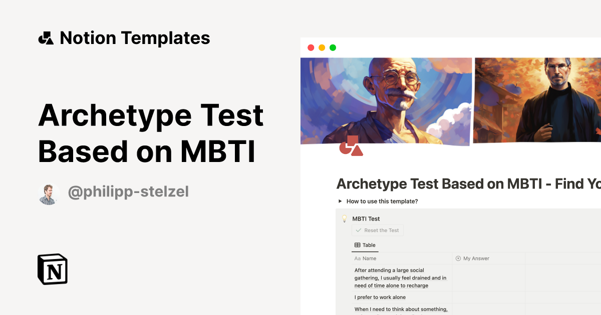 Archetype Test Based on MBTI Template | Notion Marketplace