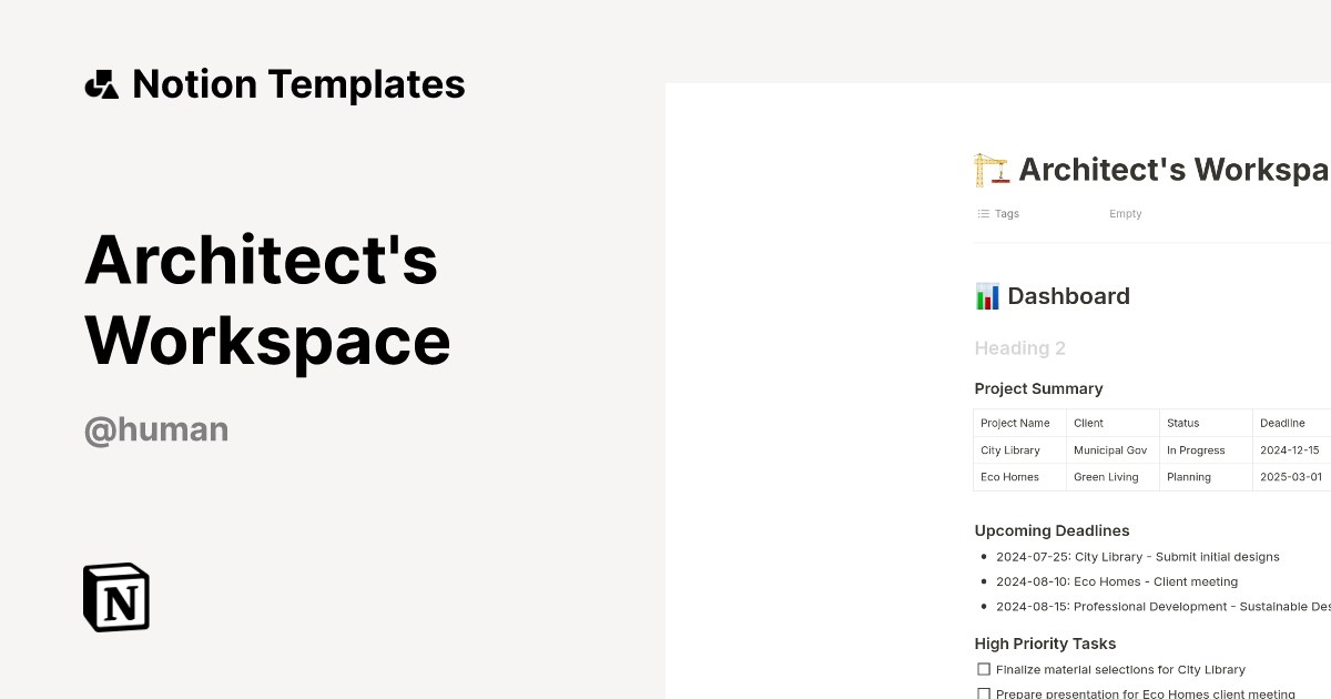 Architects Workspace Template By Human Notion Marketplace