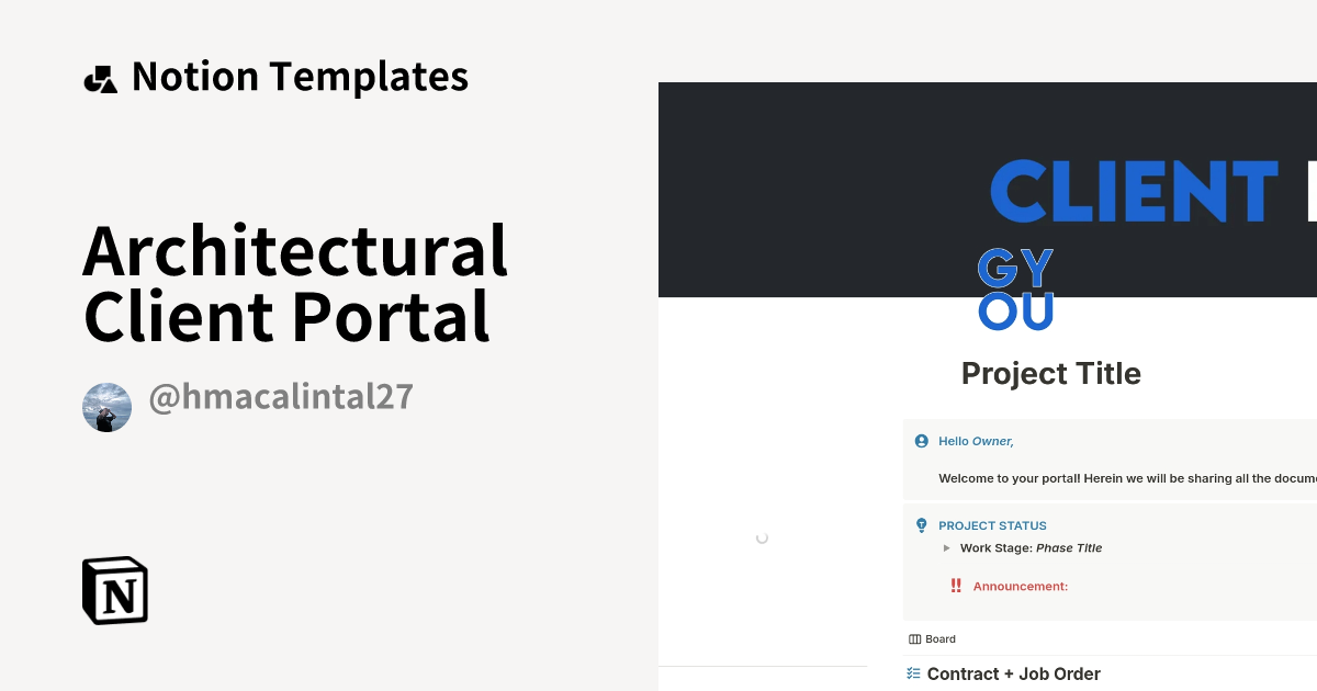 Architectural Client Portal Template by Haruu Mac | Notion Marketplace