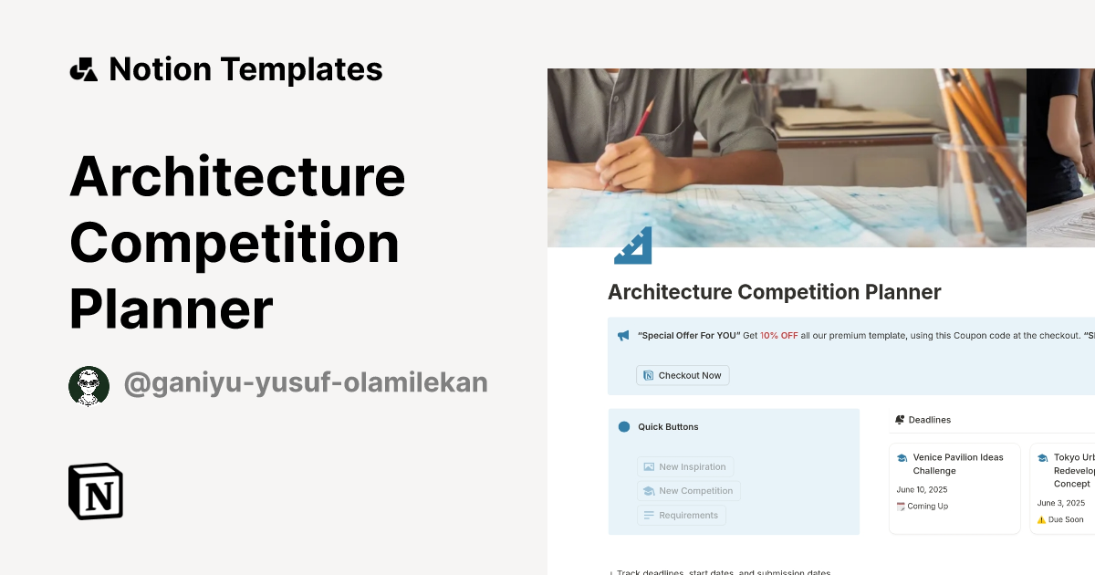 Architecture Competition Planner Template by Notionallity | Notion Marketplace