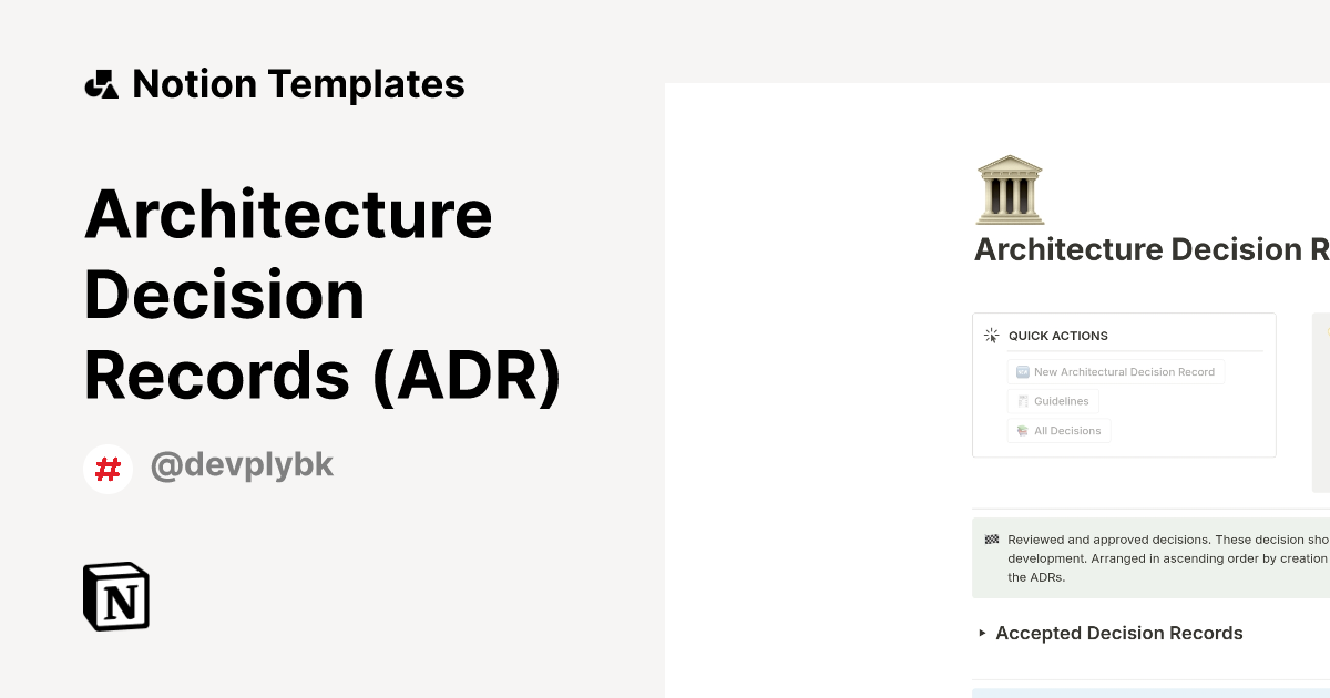 Architecture Decision Records Adr Template Notion Marketplace