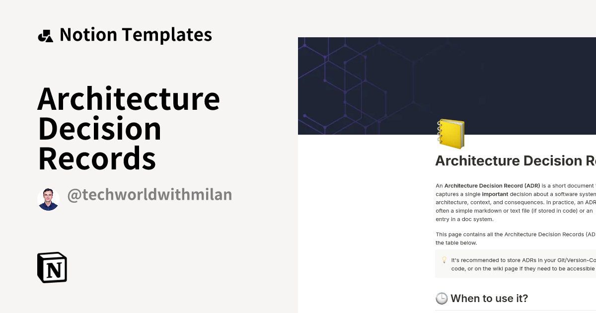 Architecture Decision Records Template | Notion Marketplace