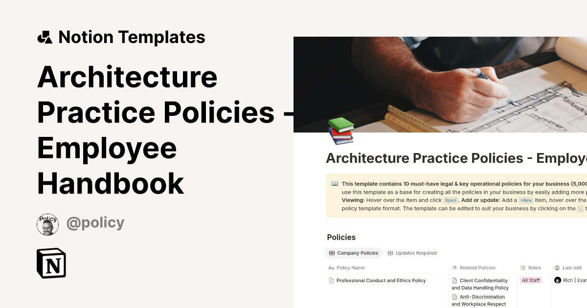 Architecture Practice Policies - Employee Handbook Template | Notion ...