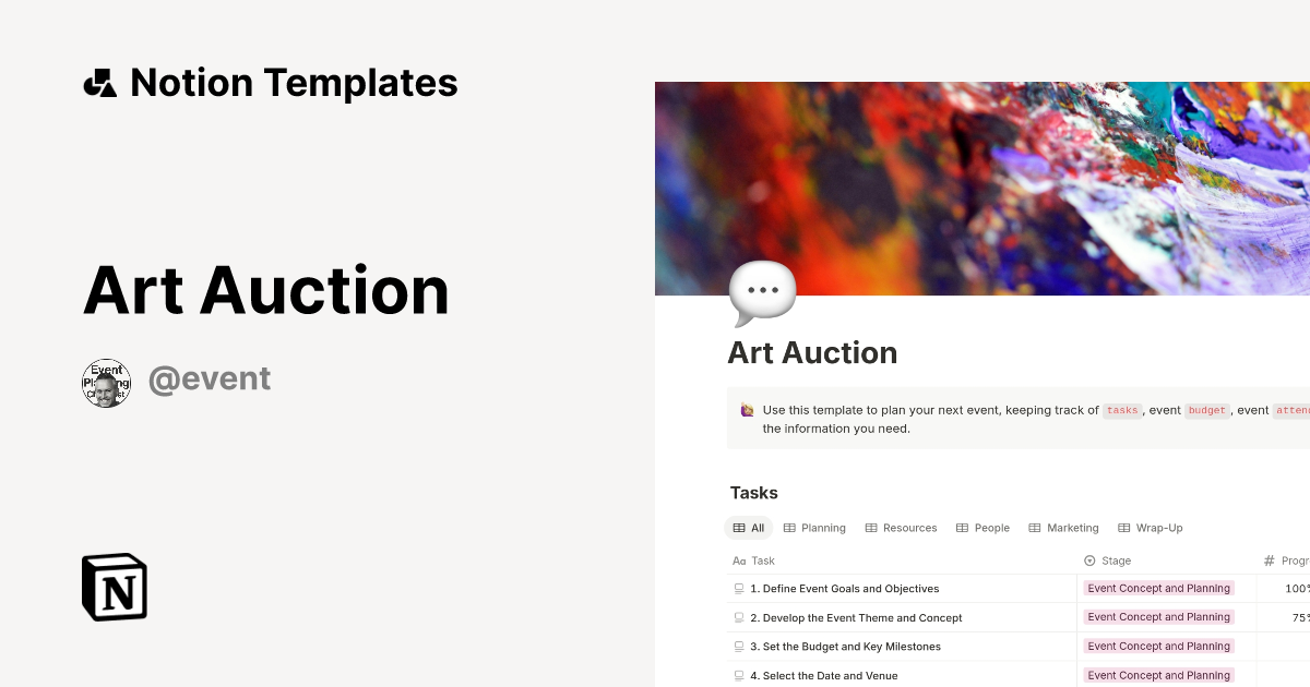 Art Auction Template | Notion Marketplace