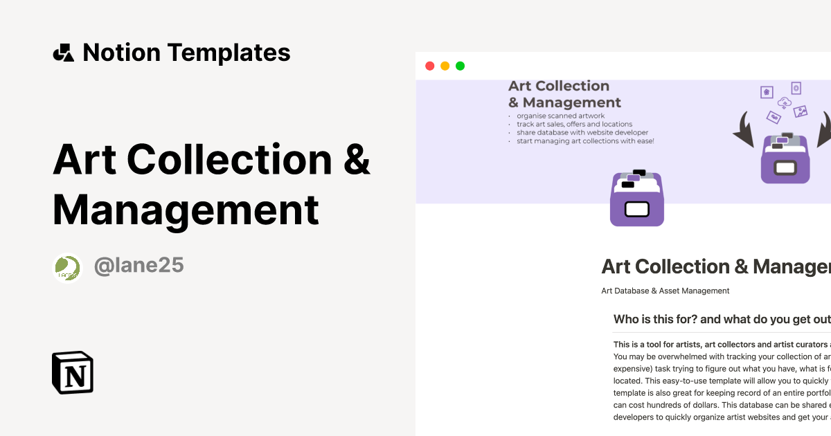 Art Collection & Management Template | Notion Marketplace