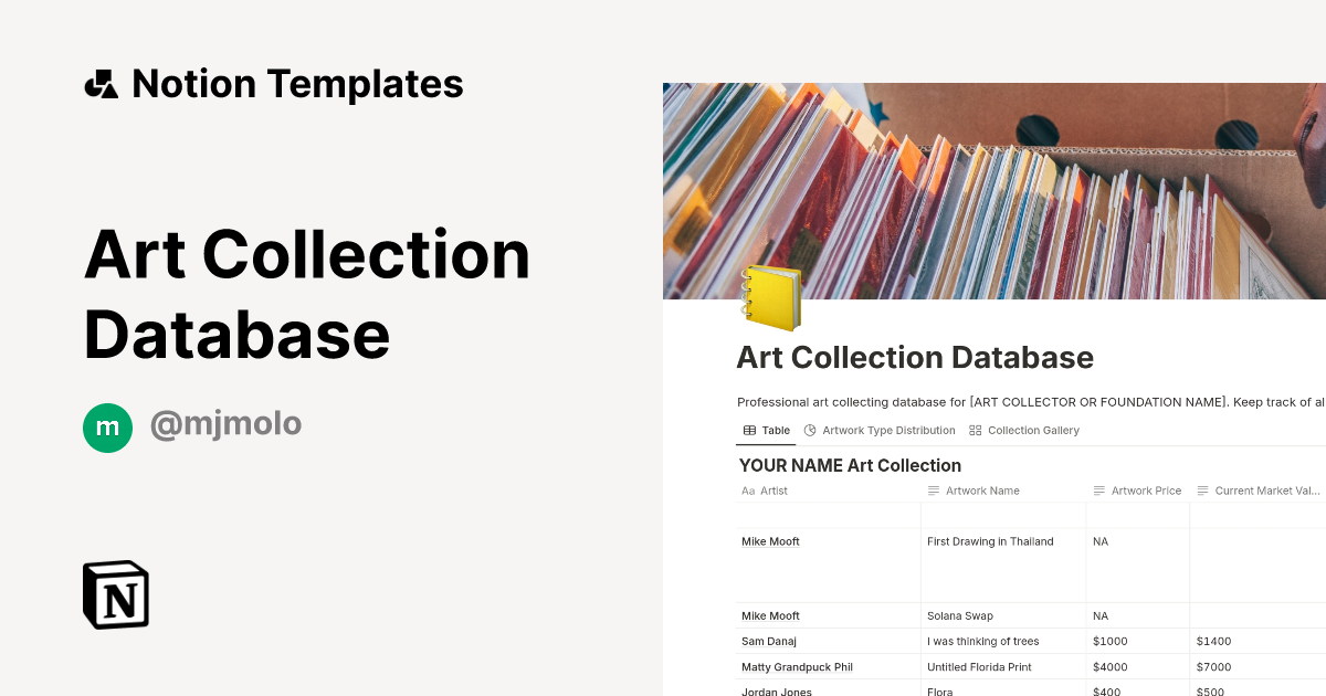 Art Collection Database Template | Notion Marketplace