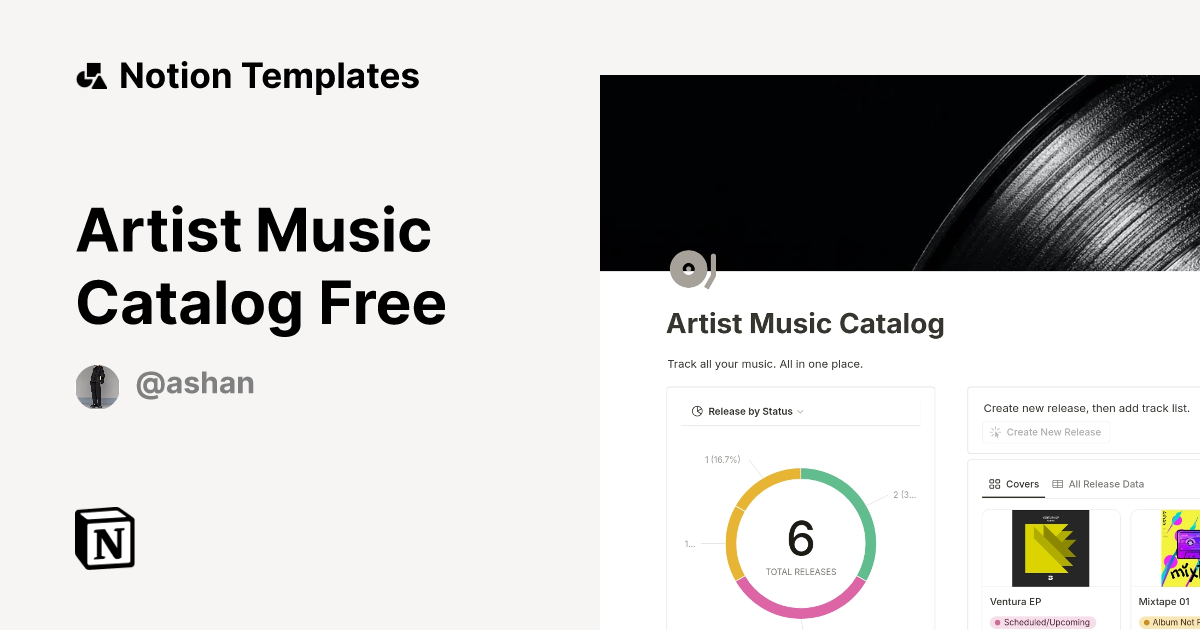 Artist Music Catalog Free Template | Notion Marketplace