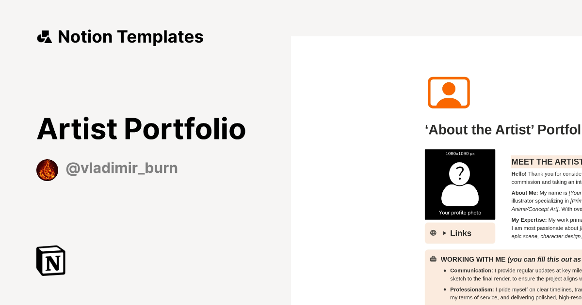 Artist Portfolio Template | Notion Marketplace