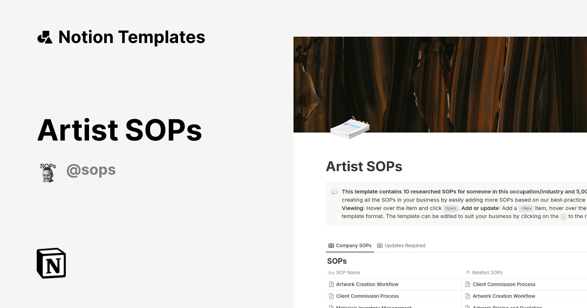 Artist SOPs Template by SOPs | Notion Marketplace