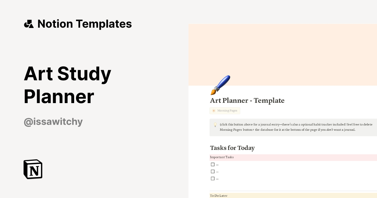 Art Study Planner Template by Larissa | Notion Marketplace