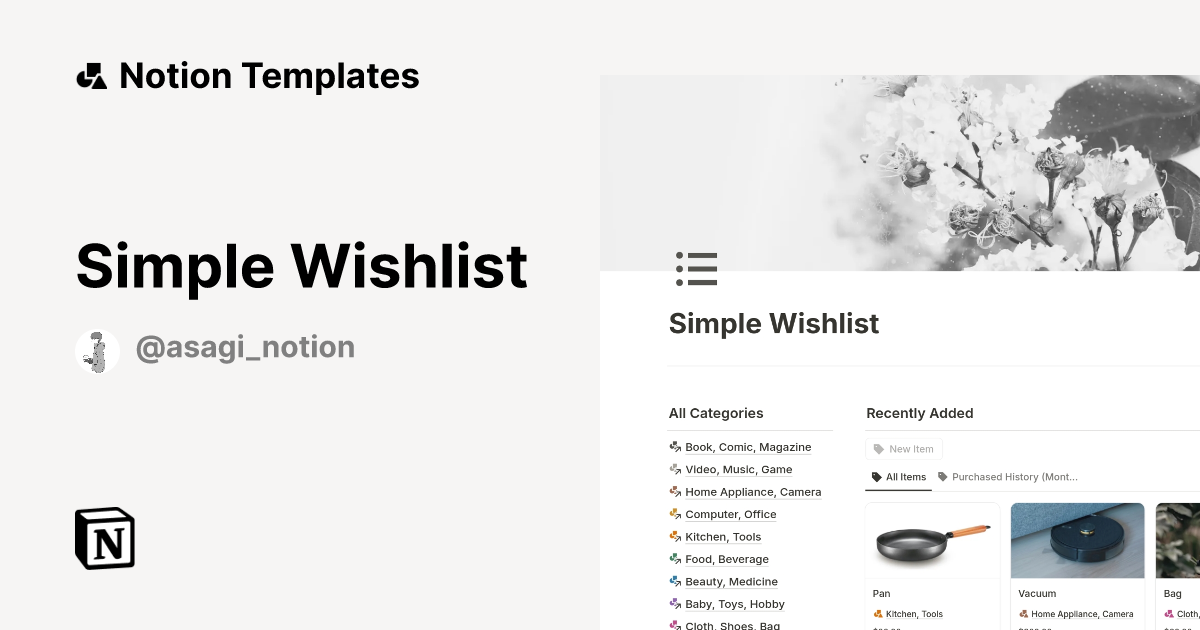 Simple Wishlist Template | Notion Marketplace