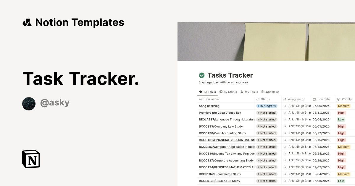 Task Tracker. Template | Notion Marketplace