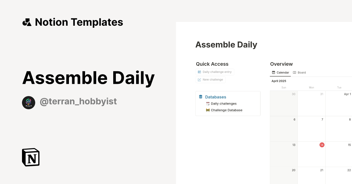 Assemble Daily Template by Terran Hobbyist | Notion Marketplace