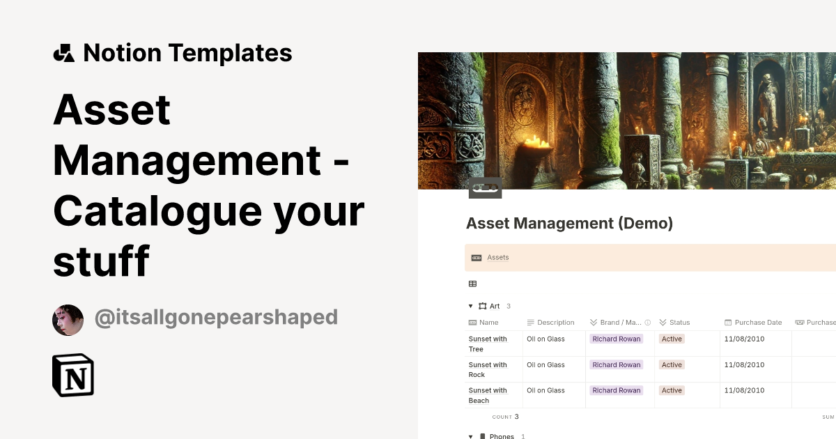 Asset Management - Catalogue your stuff Template by ...