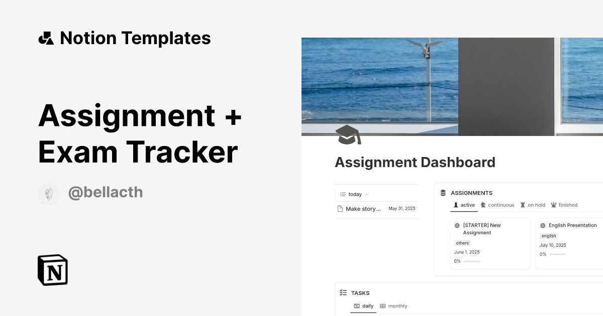 Assignment + Exam Tracker Template | Notion Marketplace
