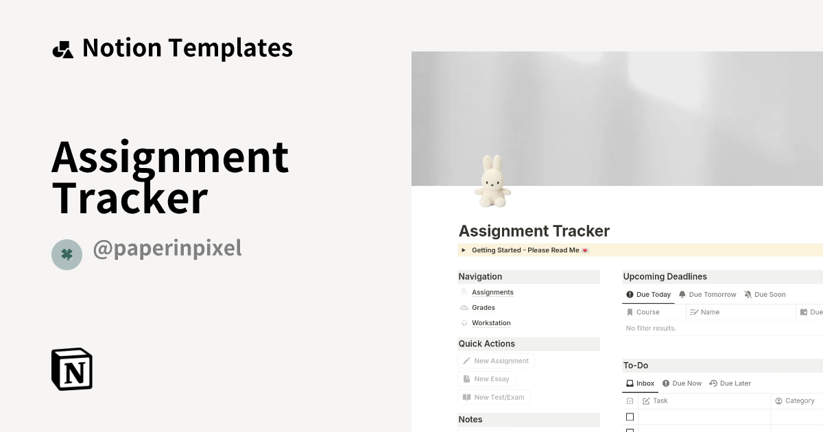 Assignment Tracker Template | Notion Marketplace Assignment Tracker Template | Notion Marketplace