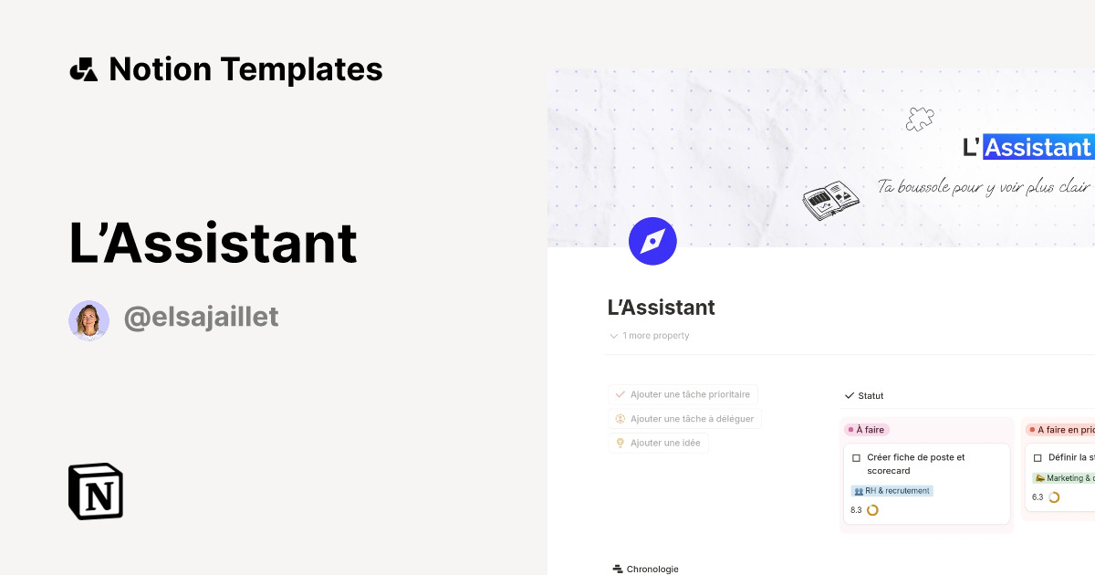 L’Assistant Template by Elsa | Momentum Templates | Notion Marketplace