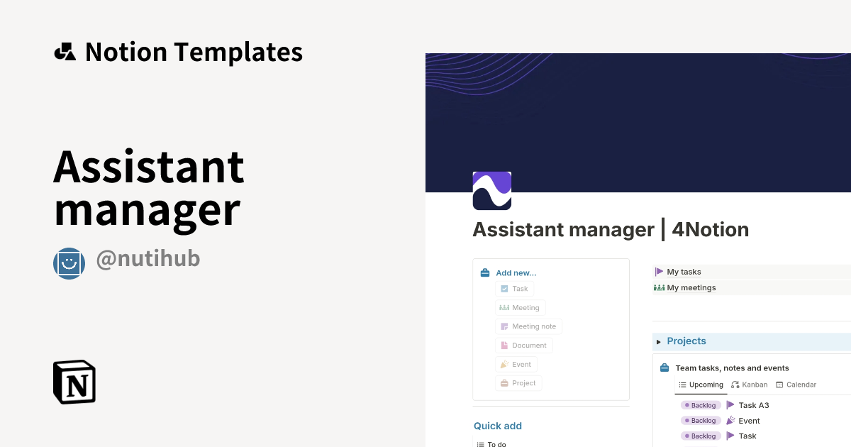 Assistant manager Template | Notion Marketplace