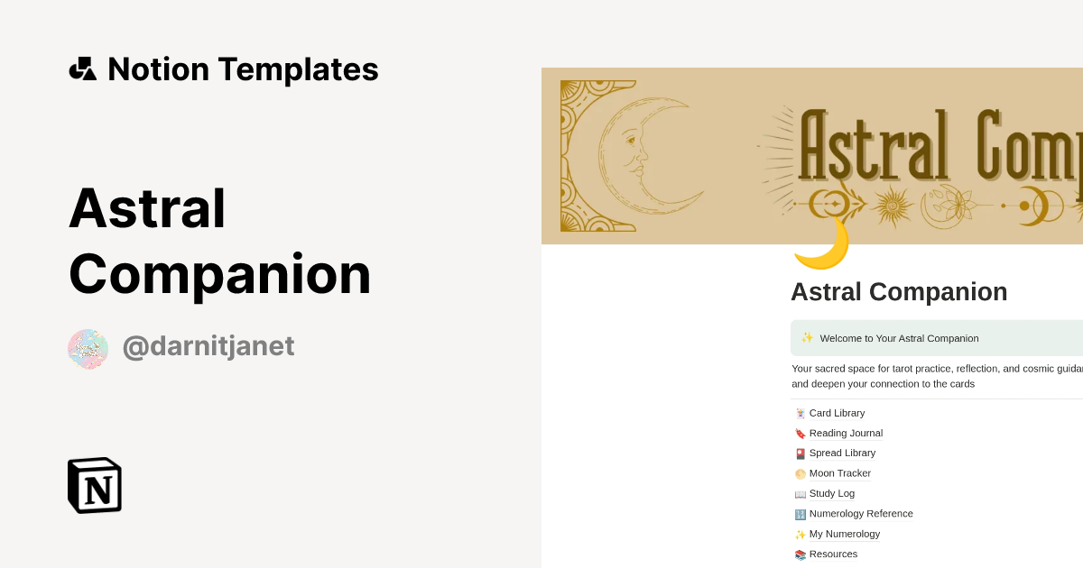 Astral Companion Template by DarnItJanet | Notion Marketplace