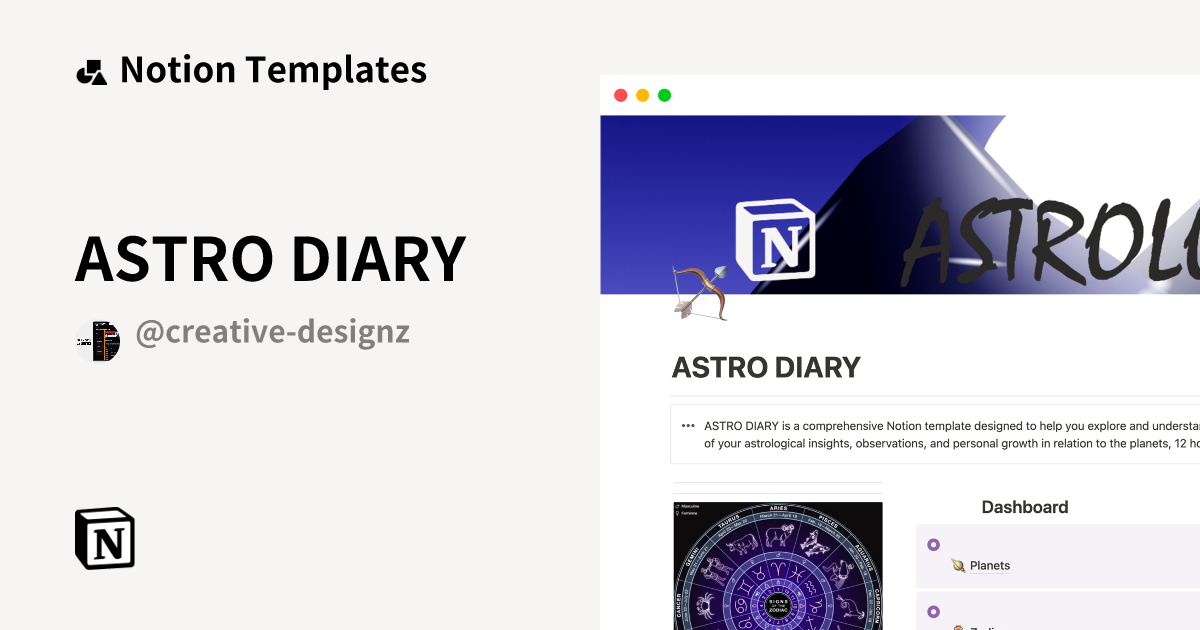 ASTRO DIARY Template by Creative Designz | Notion Marketplace