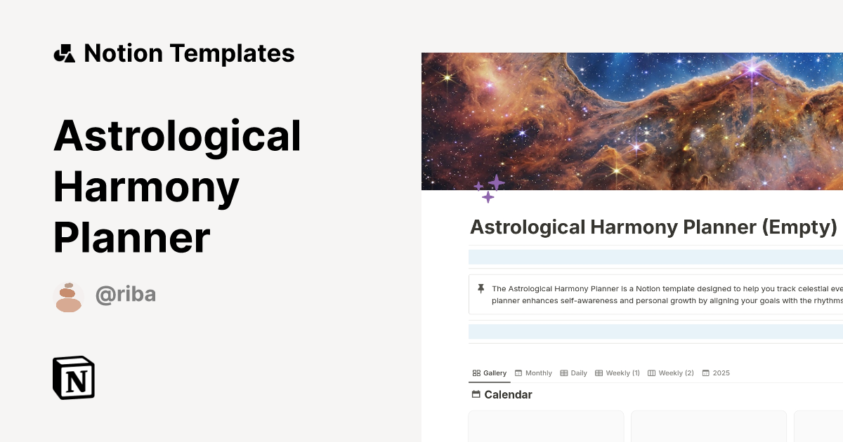 Astrological Harmony Planner Template by Riba-Design | Notion Marketplace