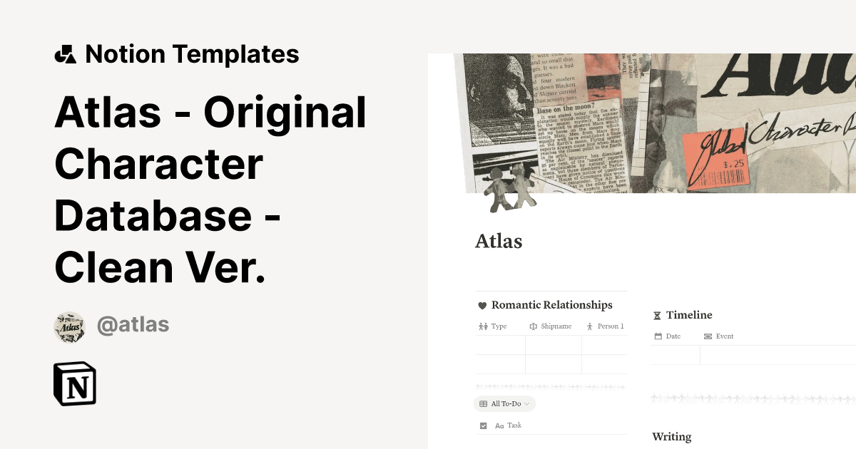 Atlas - Original Character Database - Clean Ver. Template | Notion Marketplace